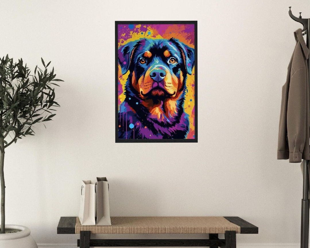 Rottweiler Premium Print - Colorful Animal Wall Art Gift for Dog Lovers ...
