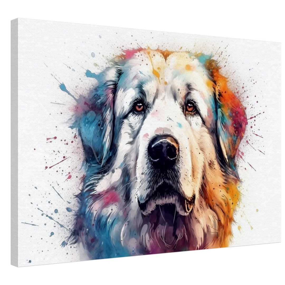 Majestic Great Pyrenees Canvas Print. Watercolor Wall Art Gift for Dog ...