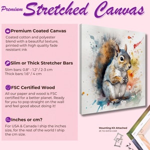 Watercolour Grey Squirrel Canvas Print. Paint Splash Gray Squirrel ...