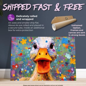 Quacking Duck Canvas or Framed / Unframed Poster Print. Funny Art ...