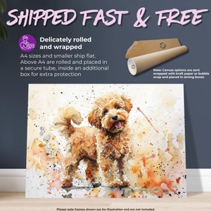Cute Cockapoo Canvas / Poster Print. Colourful Watercolour Happy Doodle ...