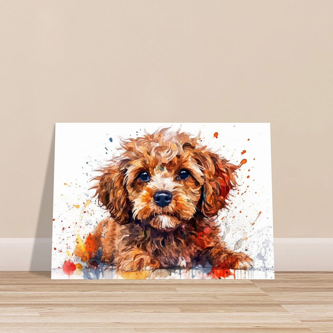Cute Cavapoo Poster Print. Unframed Abstract Colourful Puppy Art Gift ...