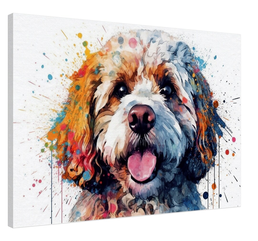 Colorful Cavapoo Canvas Wall Art Print Picture for Dog Lovers, Home Office, Living Room Decor ...