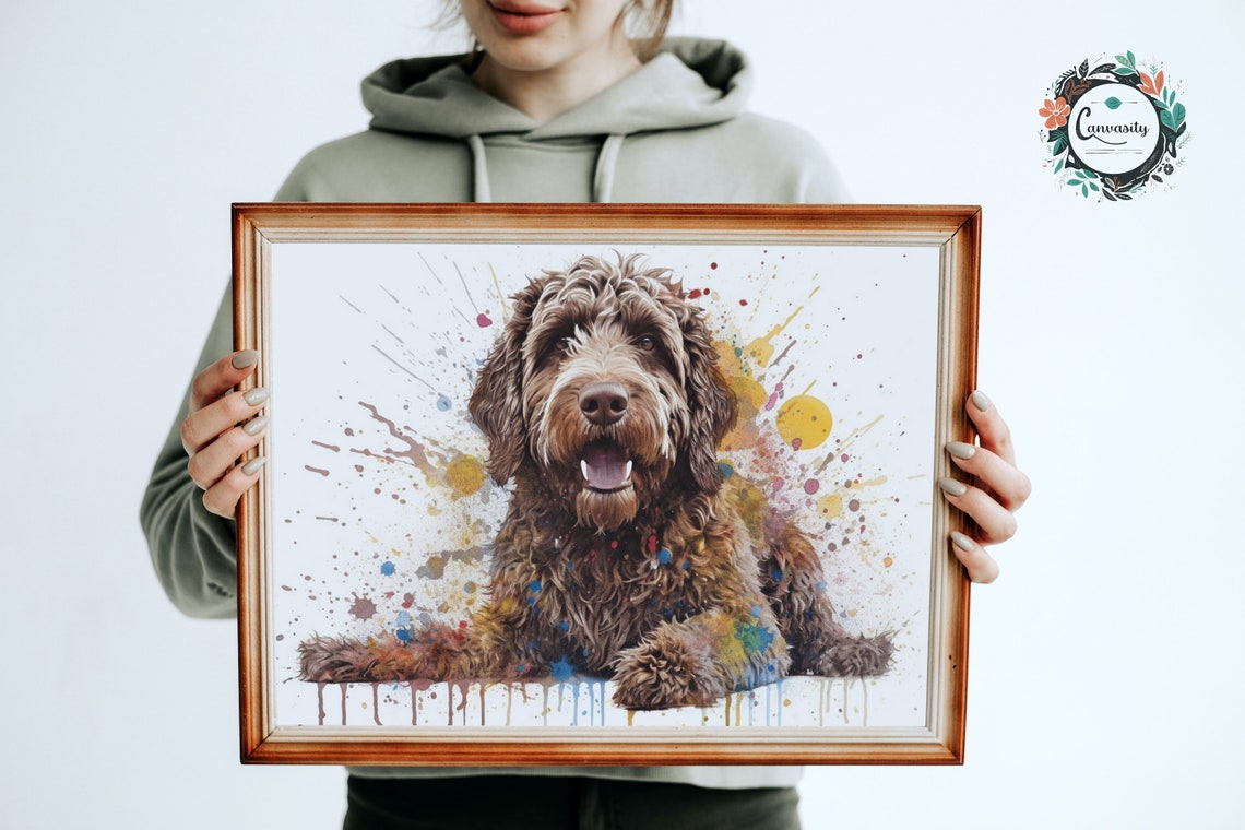 Chocolate Labradoodle / Goldendoodle Poster Print. Watercolor Painting ...