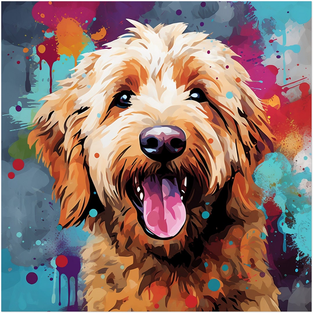 Abstract Goldendoodle Canvas or Poster Print. Apricot Labradoodle ...