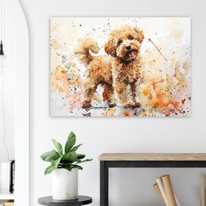 Cute Cockapoo Canvas / Poster Print. Colourful Watercolour Happy Doodle ...