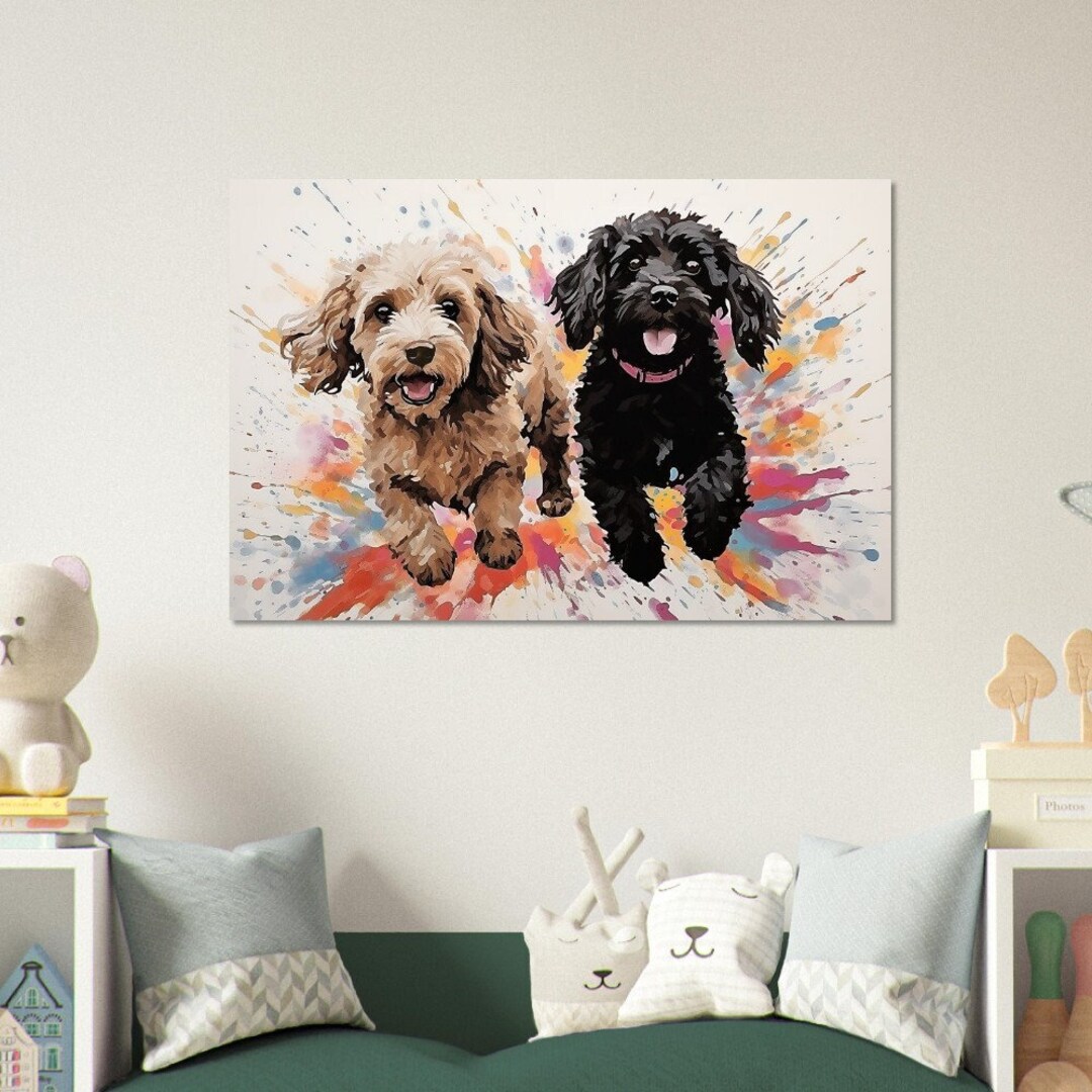 Two Cute Cockapoos Watercolor Poster Print Colorful Wall Art - Etsy