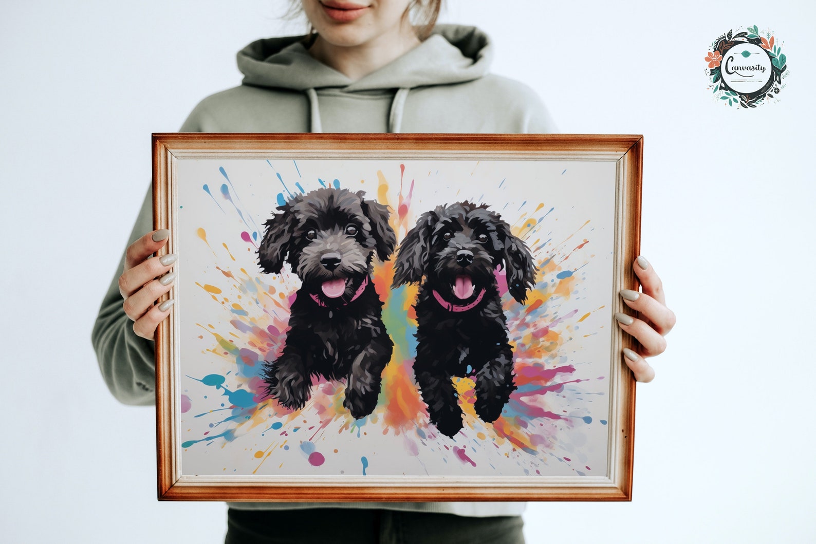 Two Black Cockapoos Watercolor Poster Print. Abstract Dog Painting Gift ...