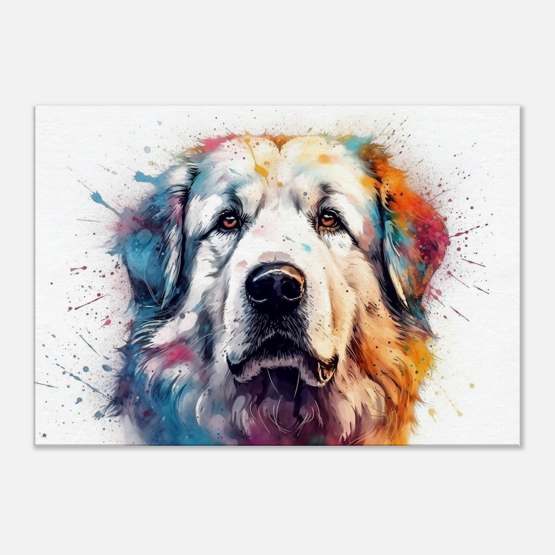 Majestic Great Pyrenees Canvas Print. Watercolor Wall Art Gift for Dog ...