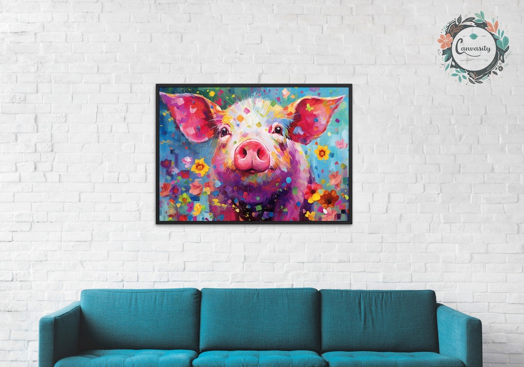 Colorful Pig Poster. Rainbow Animal Wall Art Floral Print. Gift for ...