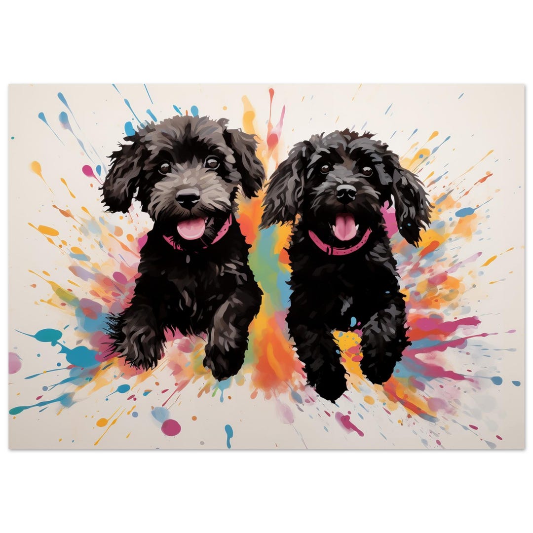Two Black Cockapoos Watercolor Poster Print. Abstract Dog Painting Gift ...