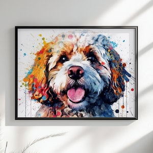 Colorful Cavapoo Poster | Watercolor Wall Art Gift for Dog Lovers, Cute ...