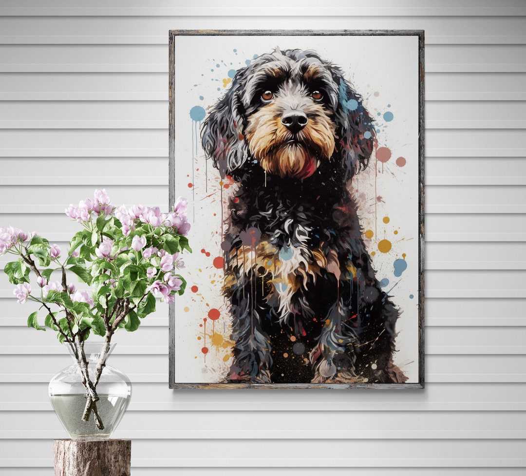 Black & Tan Cockapoo Poster Print. Watercolor Dog Art. Painting Gift ...