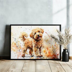 Cute Cockapoo Canvas / Poster Print. Colourful Watercolour Happy Doodle ...