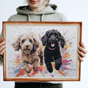 Two Cute Cockapoos! Watercolor Poster Print, Colorful Wall Art Gift for ...