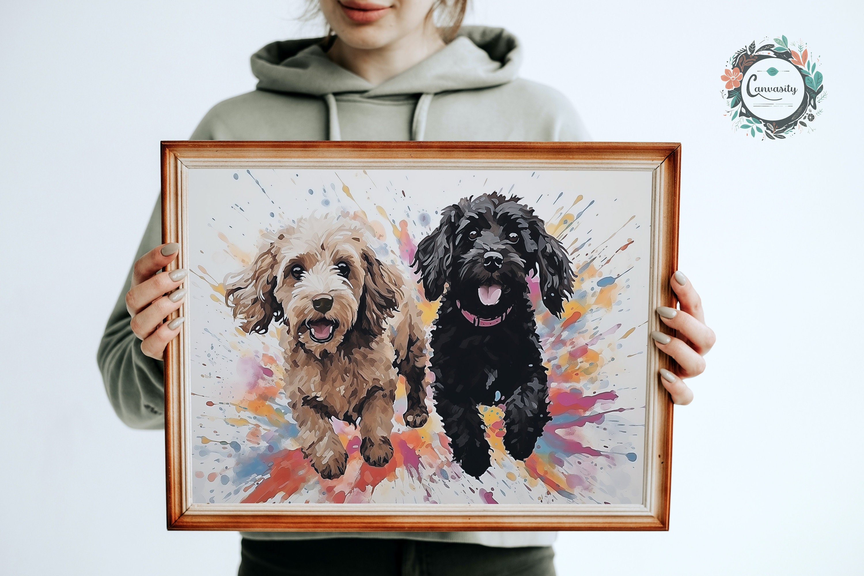 Two Cute Cockapoos! Watercolor Poster Print, Colorful Wall Art Gift for ...