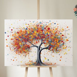Colorful Rainbow Tree Framed Canvas Wall Art Picture Print - Nature ...
