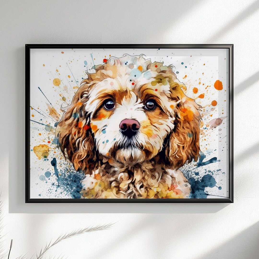 Watercolour Cavapoo Paint Splash Poster Print. Unframed Abstract ...