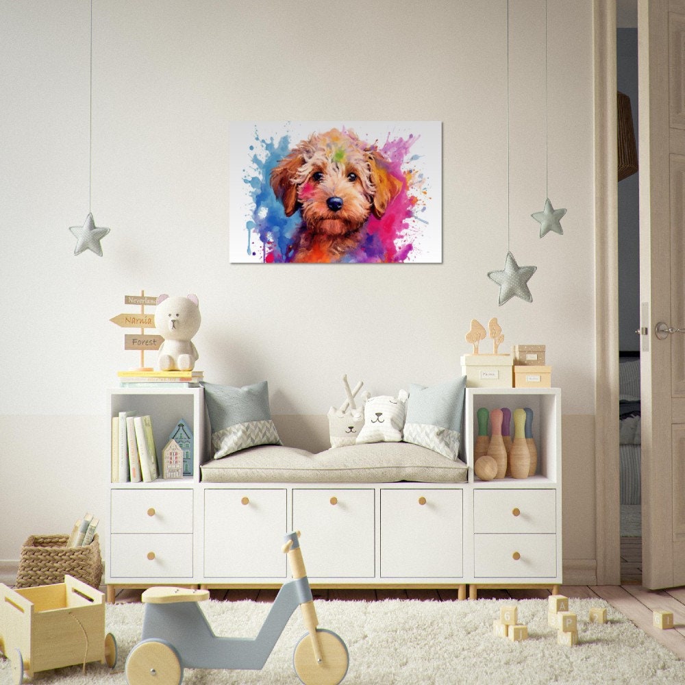 Cute Labradoodle Puppy - Poster With Free Delivery! Watercolor Style ...