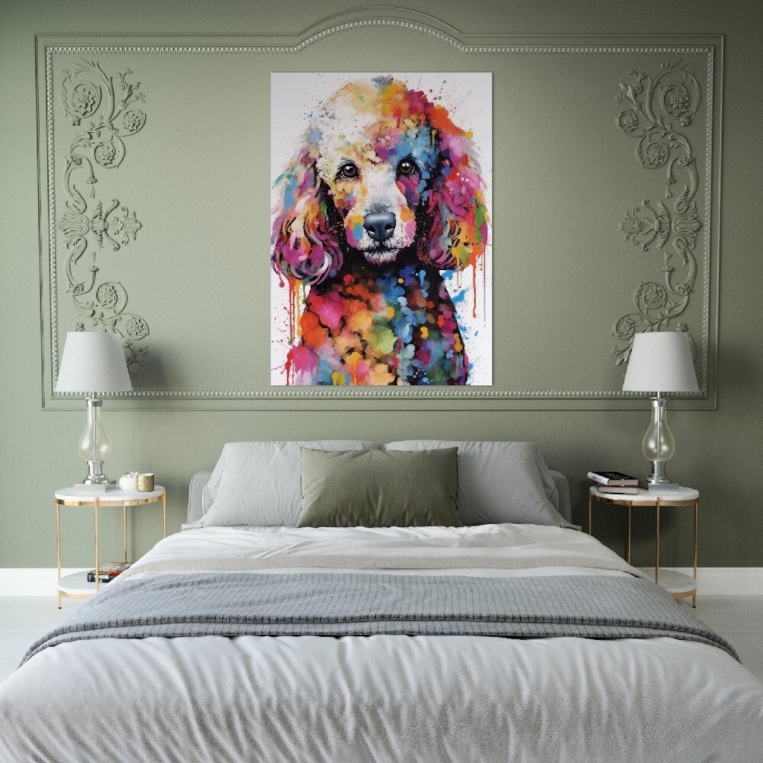 Colorful Poodle Poster | Watercolor Wall Art Gift for Dog Lovers, Cute ...