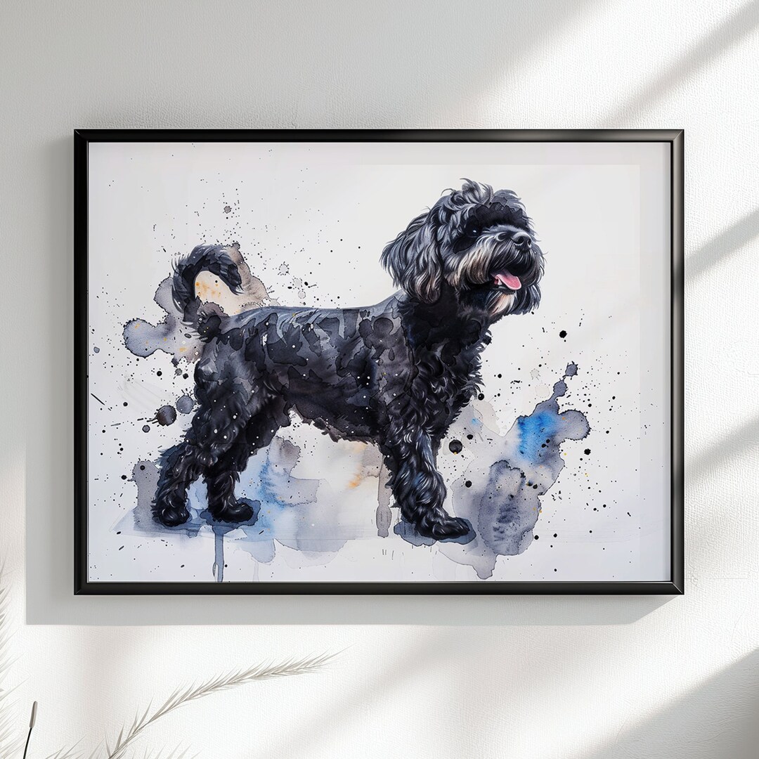 Black Cockapoo Canvas / Poster Print. Colourful Watercolour Happy ...