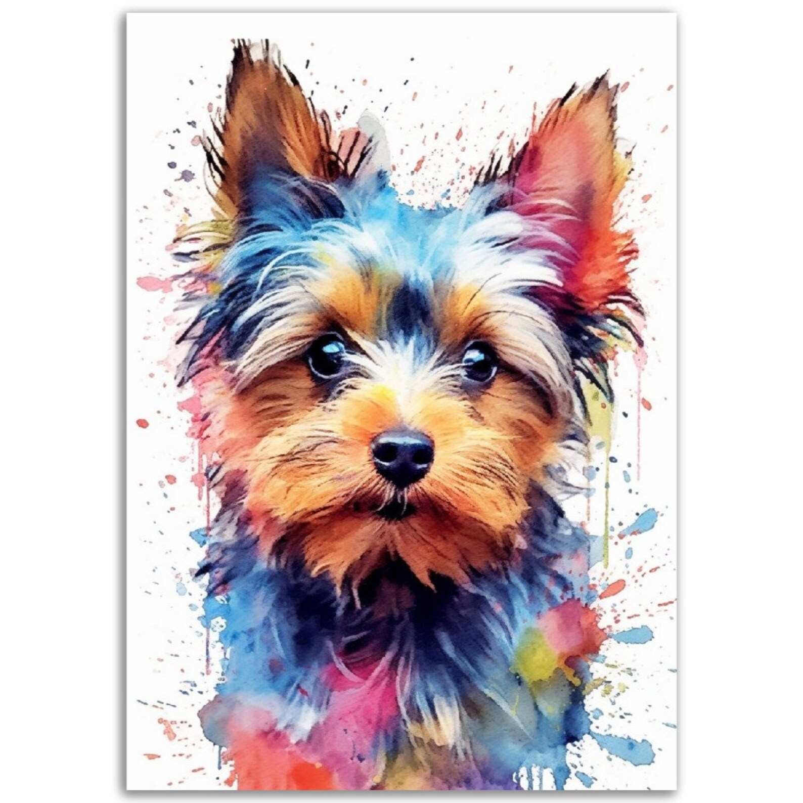 Yorkshire Terrier Poster With Free Delivery! Colorful Watercolor ...