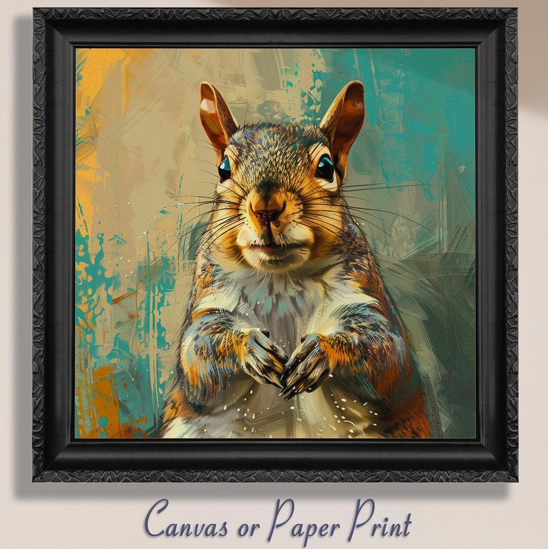Grey Squirrel Canvas or Unframed Print. Oil Painting Modern Home Decor ...