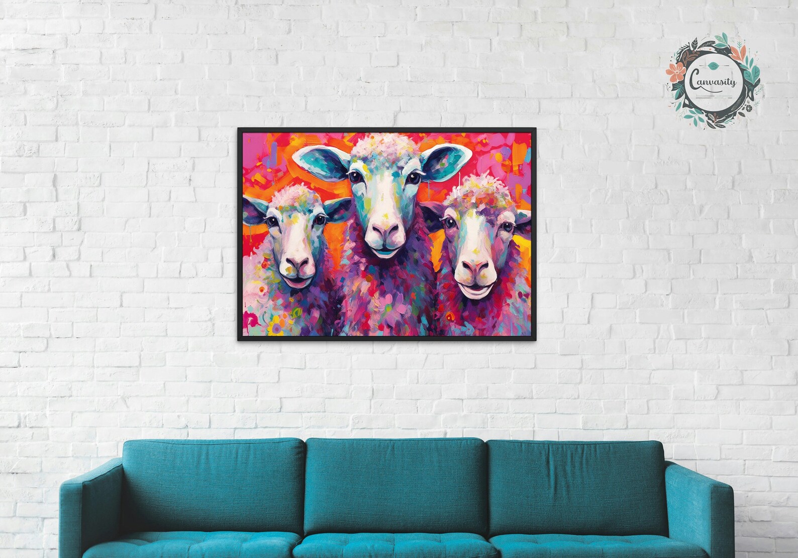 Three Colorful Sheep Poster Print. Colourful Animal Wall Decor Gift for ...