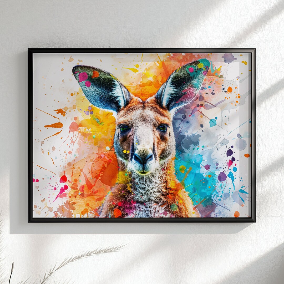 Paint Splash Kangaroo Poster Print. Abstract Watercolour Wall Decor ...