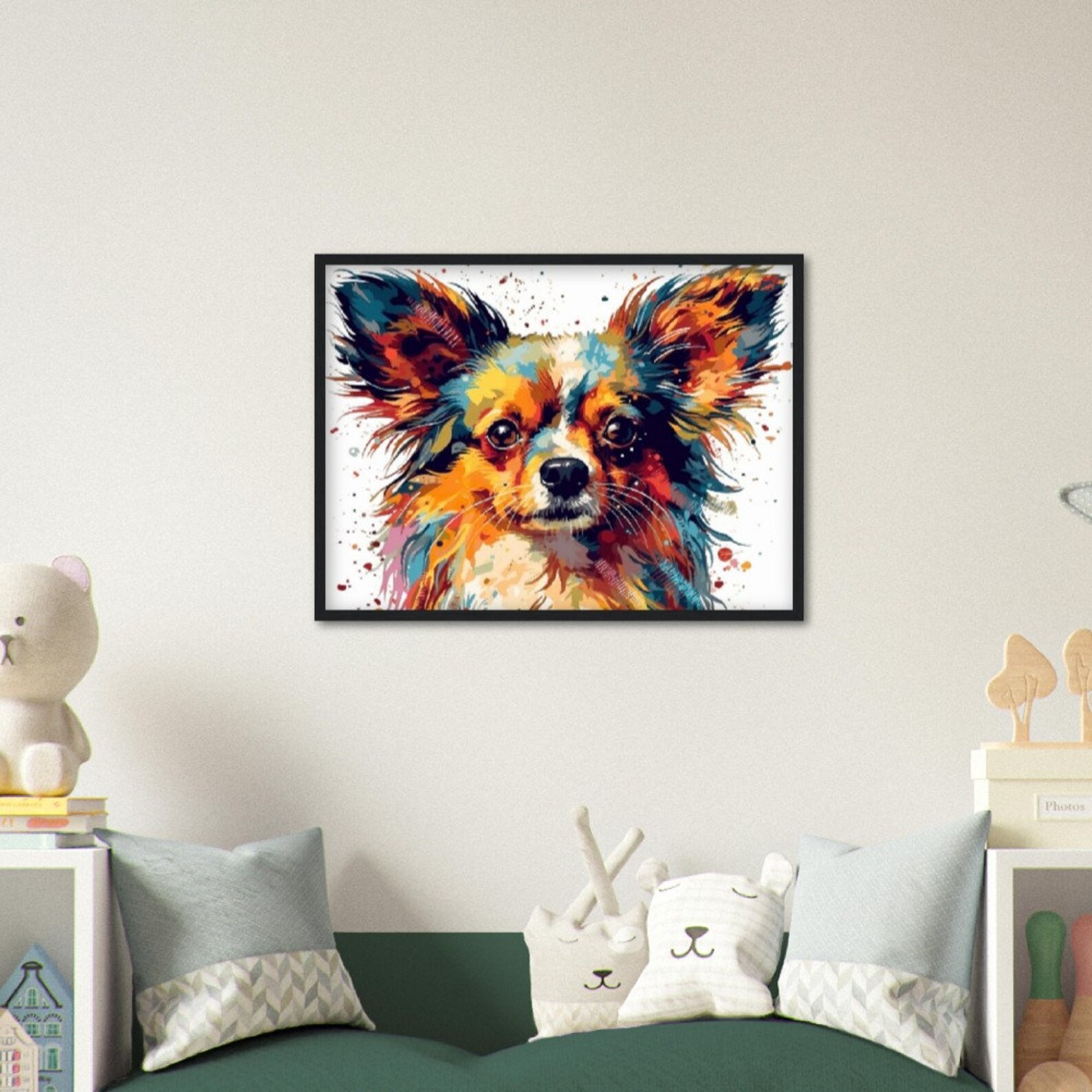 Watercolor Papillon Dog Framed Wall Art Ready to Hang Home - Etsy