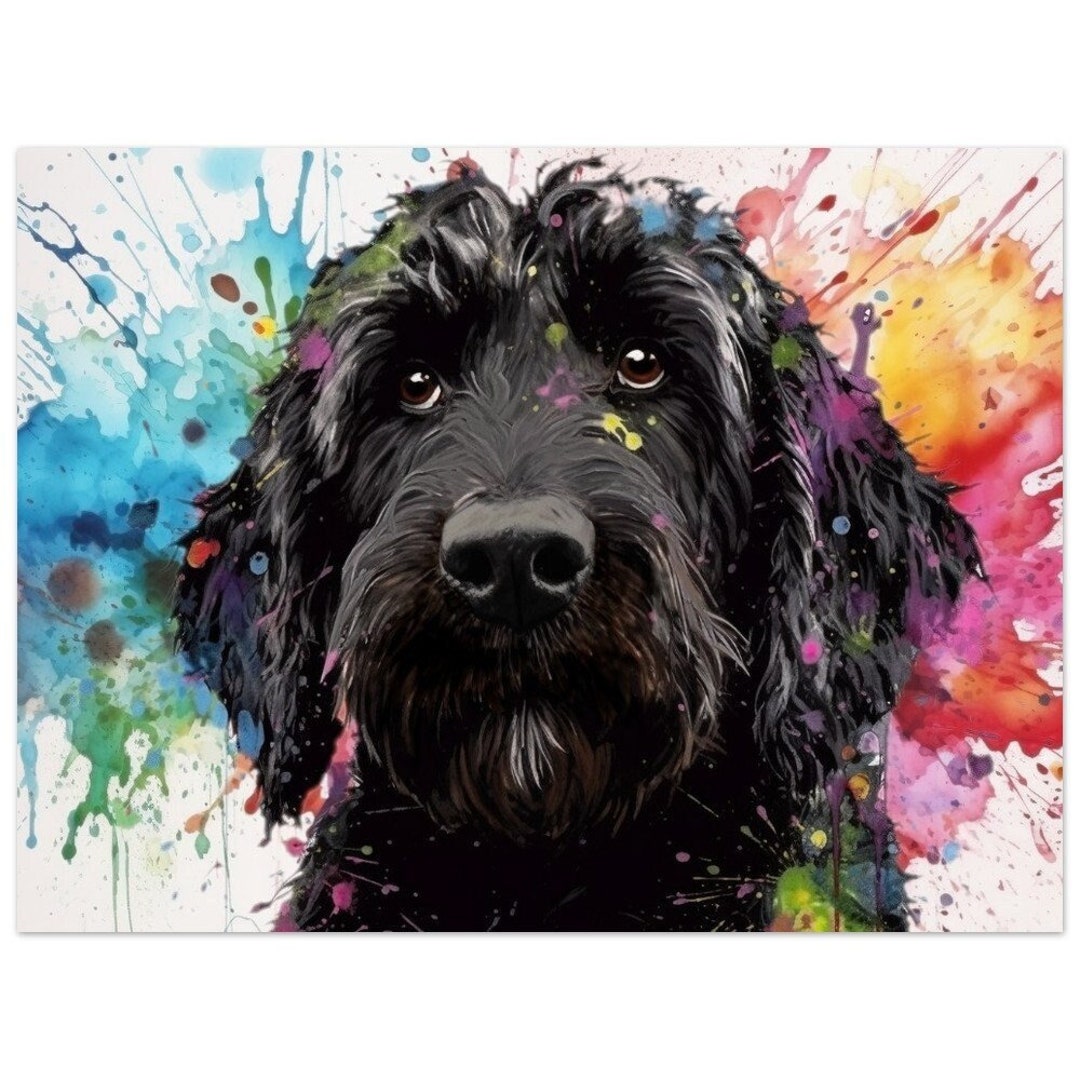 Black Labradoodle Poster Print - Landscape or Square. Colorful ...