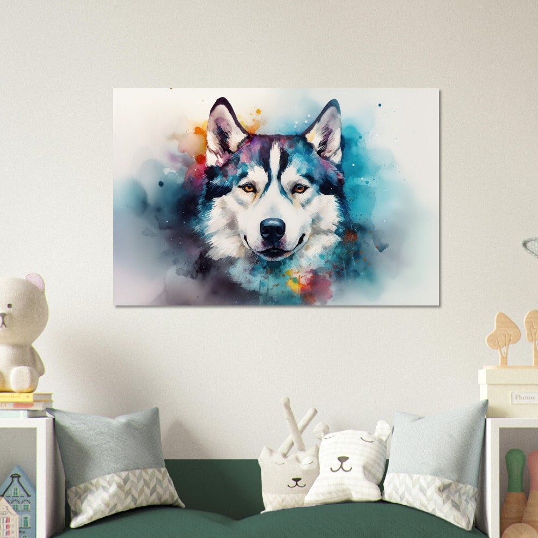 Watercolor Siberian Husky Poster Print. Colorful Watercolour Animal ...