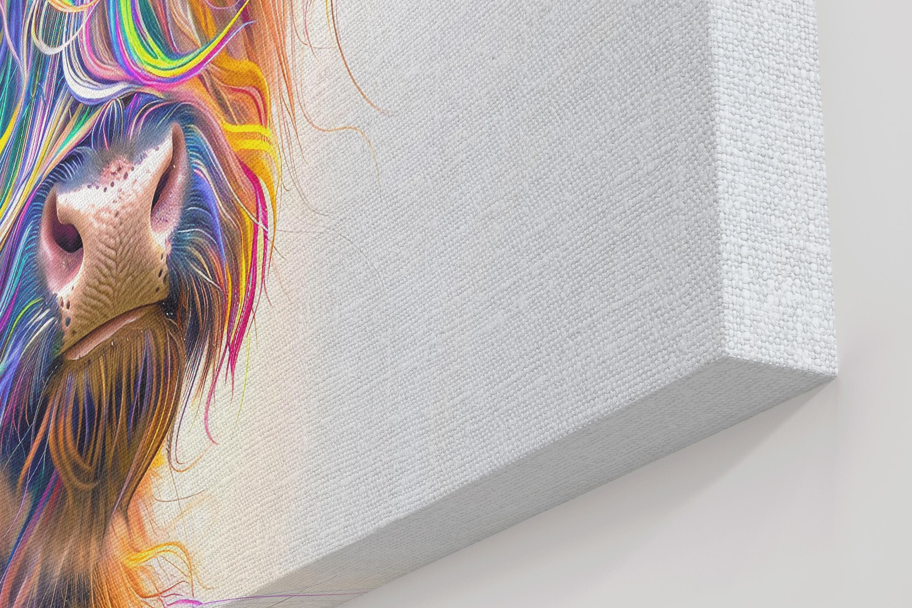 Highland Cow Canvas / Poster Print. Colorful Shaggy Scottish Cow ...