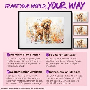 Cute Cockapoo Canvas / Poster Print. Colourful Watercolour Happy Doodle ...