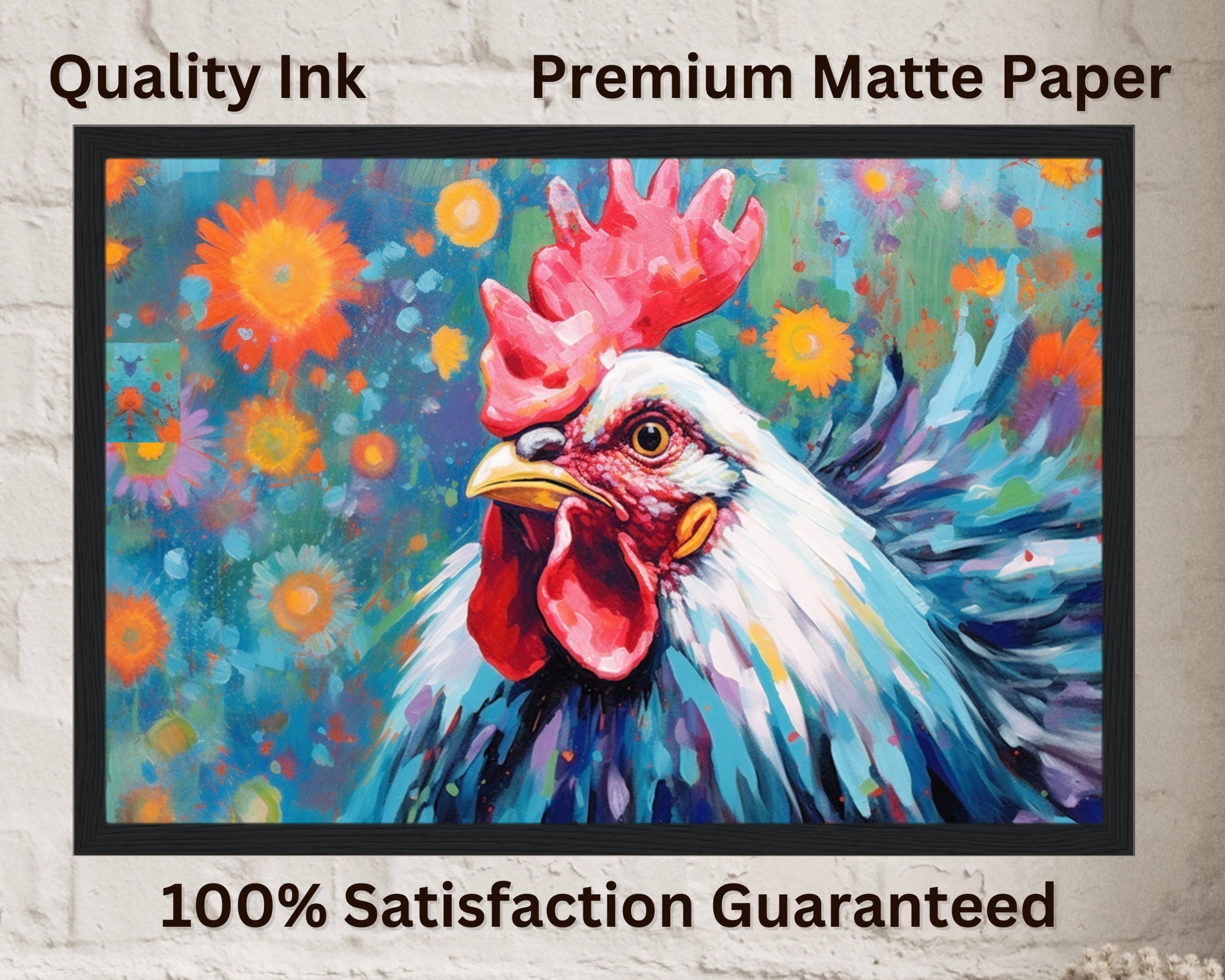 Colorful Rooster Poster. Rainbow Animal Wall Art Floral Print. - Etsy