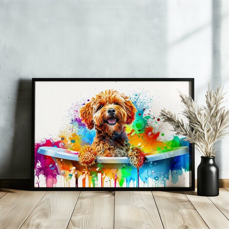 Pop Art Cockapoo Canvas / Poster Print. Colourful Watercolour Doodle ...