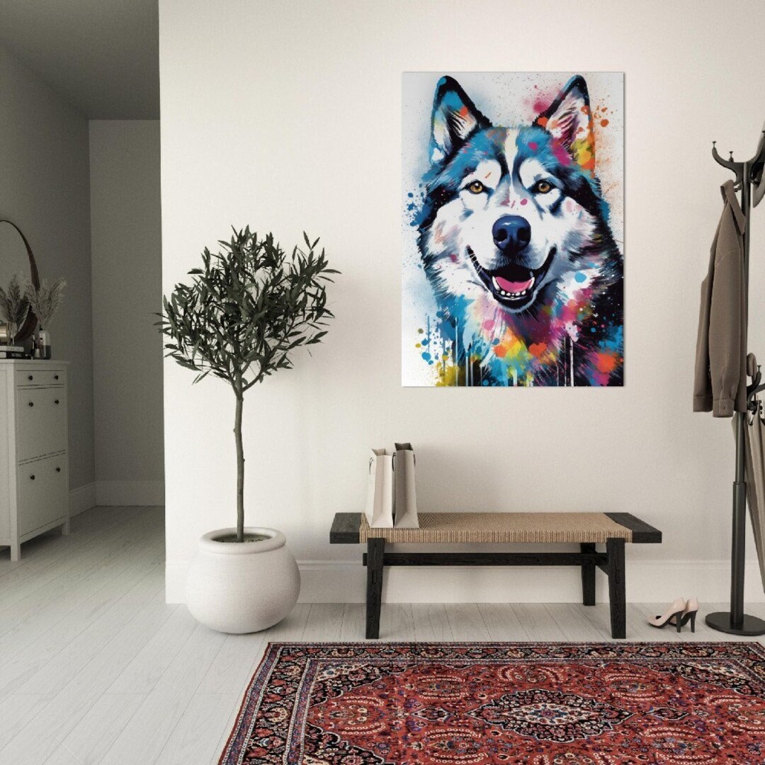 Colorful Siberian Husky Poster | Watercolor Wall Art Gift for Dog ...