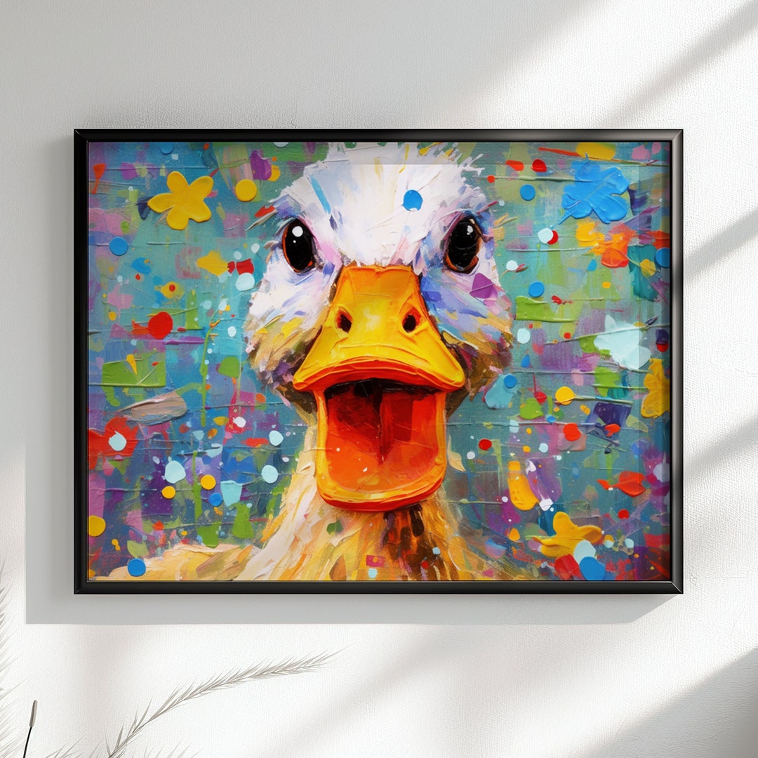 Quacking Duck Canvas or Framed / Unframed Poster Print. Funny Art ...
