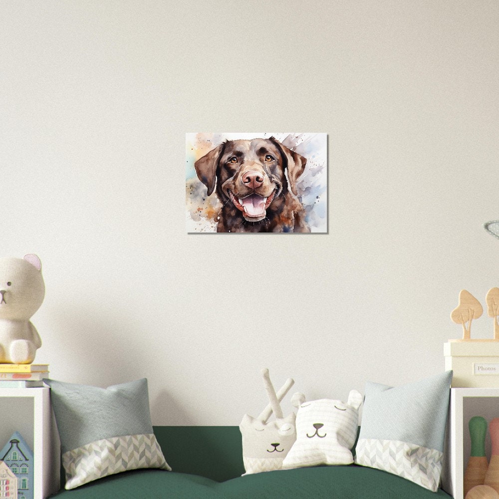Watercolor Chocolate Labrador Poster Free Shipping Colorful - Etsy