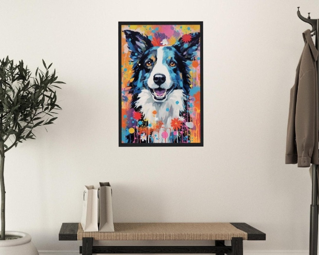 Abstract Border Collie Poster Print. Watercolor Colorful - Etsy