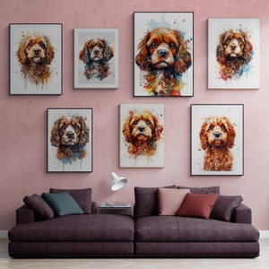 Colorful Cavapoo Poster Watercolor Wall Art Gift for Dog Lovers, Cute ...