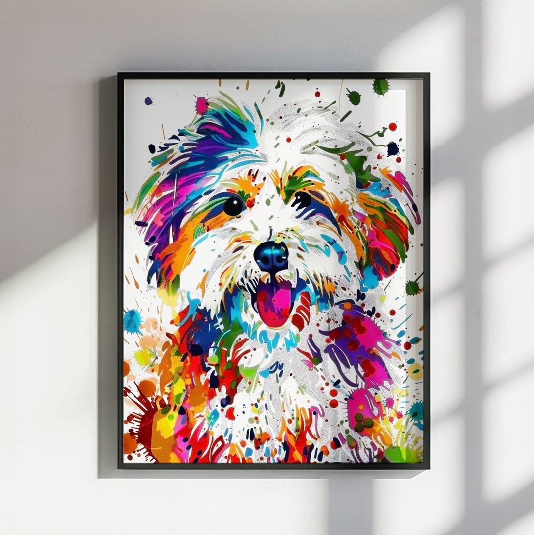 Coton De Tulear Poster Print. Abstract Watercolour Paint Splash Wall ...
