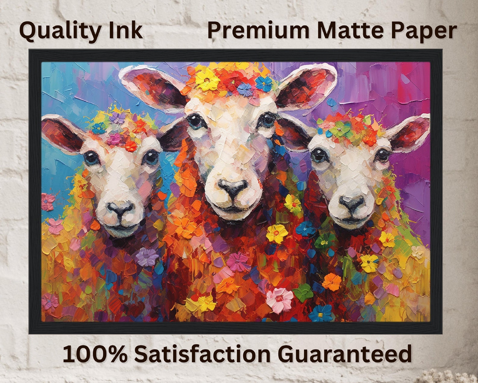 Three Colorful Sheep / Lambs Poster. Colorful Animal Wall Art Print ...