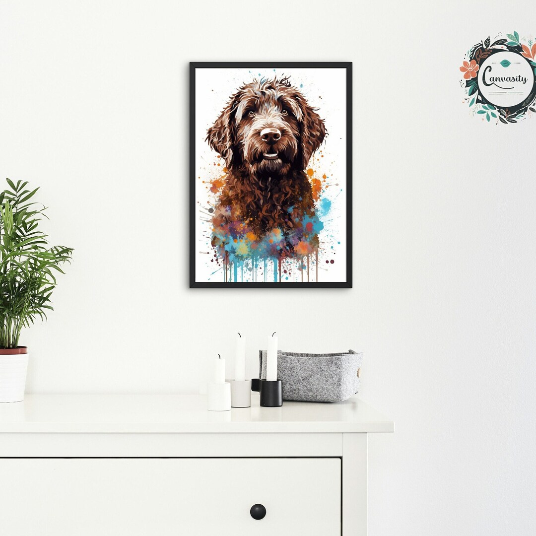 Chocolate Labradoodle Goldendoodle Poster Print. Watercolor Pet ...