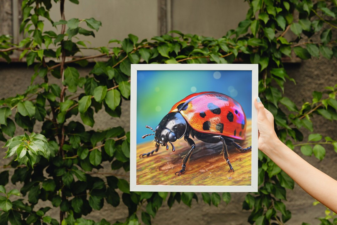 Close up Detailed Ladybug Art Print - Ladybug Oil Painting Poster ...