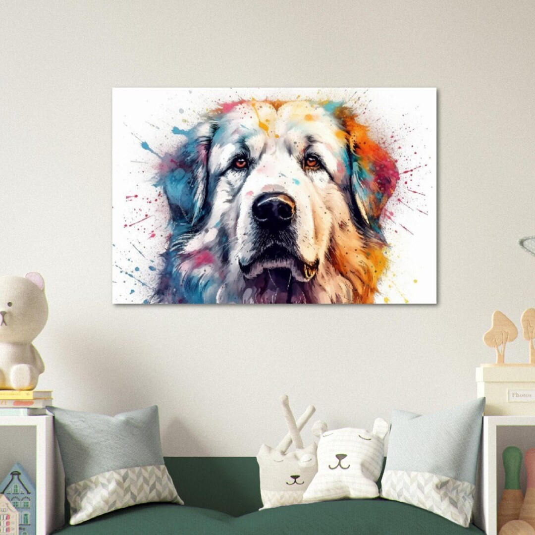 Majestic Great Pyrenees Watercolor Poster Print. Colorful Wall Art Gift ...
