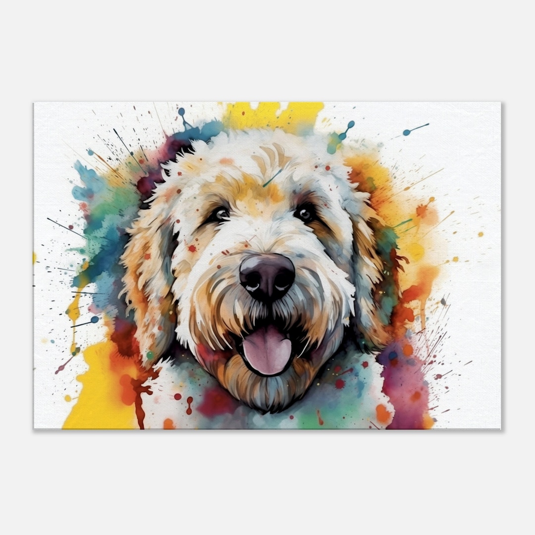 Paint Splash Goldendoodle Labradoodle Canvas Print. Watercolour ...