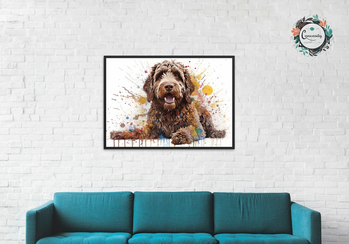 Chocolate Labradoodle / Goldendoodle Poster Print. Watercolor Painting ...