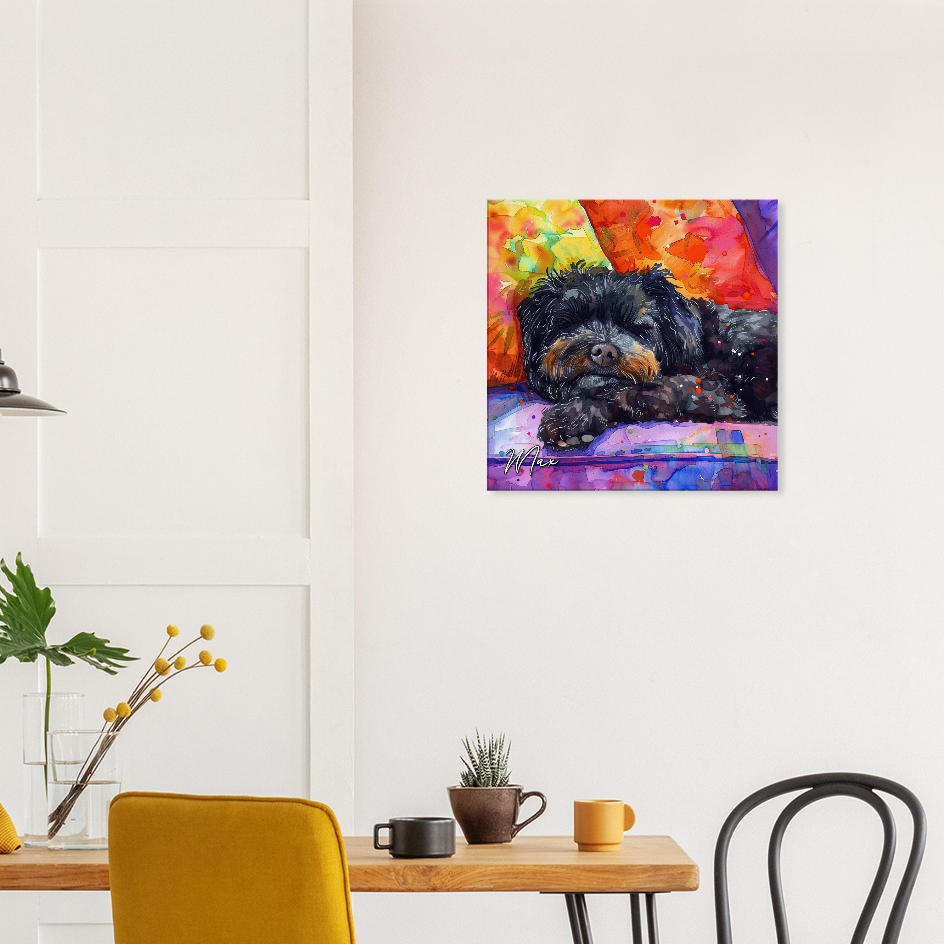 Personalised Black Cockapoo Canvas Print. Custom Dog Name. Sleeping ...