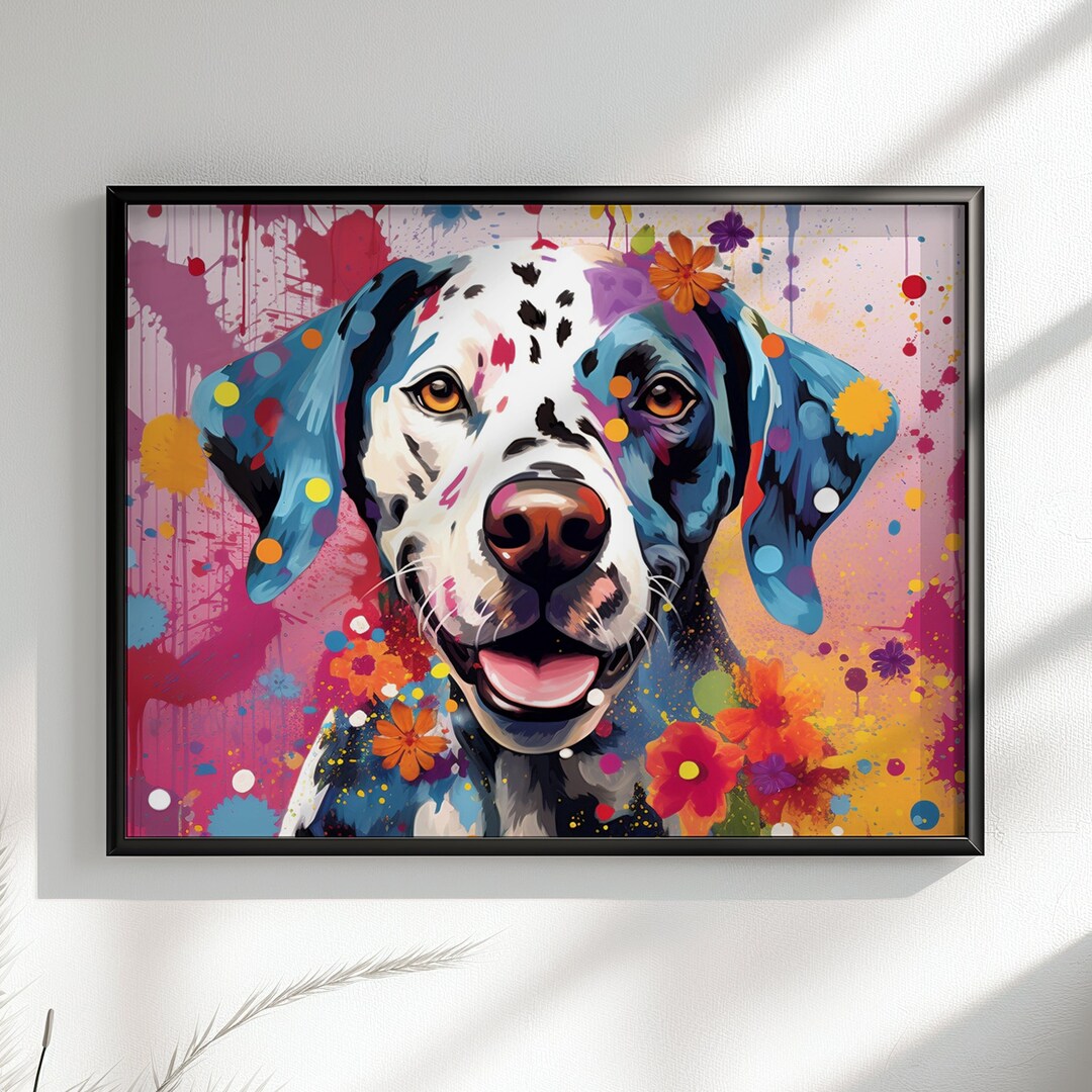 Colorful Dalmatian Poster Print. Watercolor Pop Art Animal Wall Decor ...